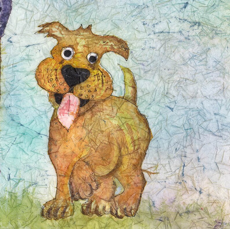 Two Dogs Watercolor Batik Fine Art Gift for Dog Lover - Etsy