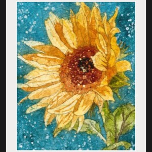 Sunflower-watercolor Batik Painting, Carole's Studio Prints,sunflower ...