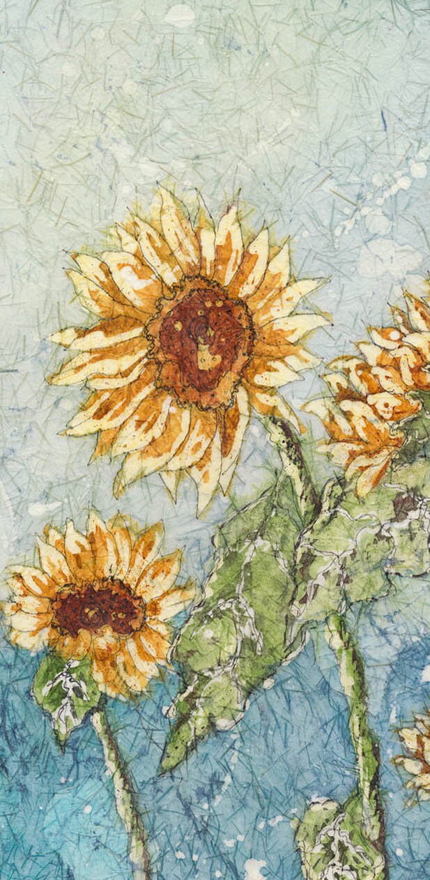 Sunflower Watercolor Batik Painting Watercolor Prints | Etsy