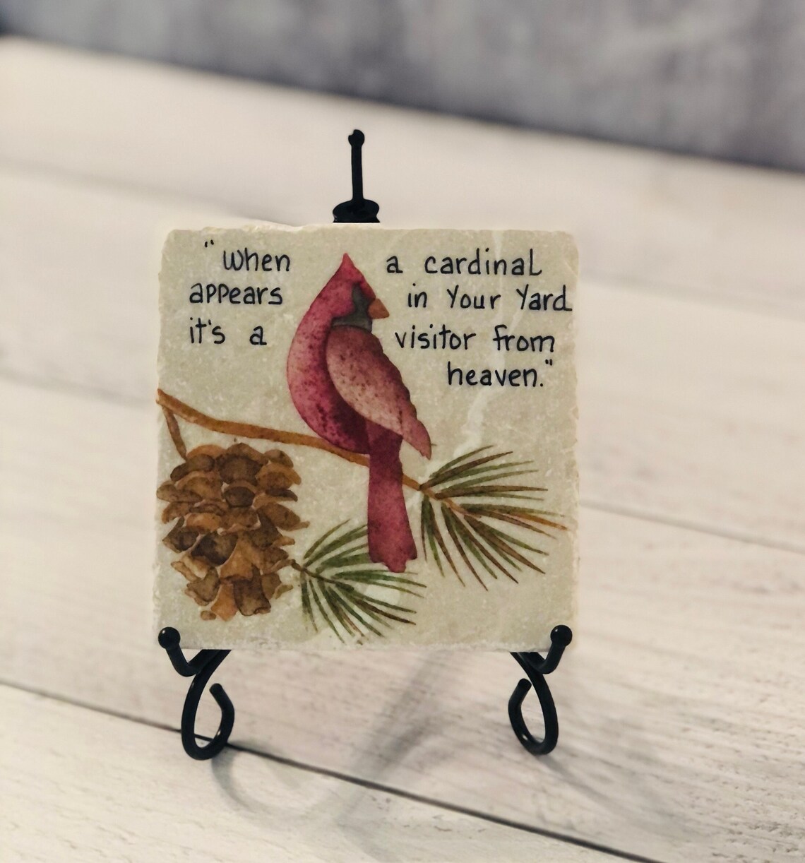 Personalized Cardinal Inspirational Painting on Stone Tile - Etsy
