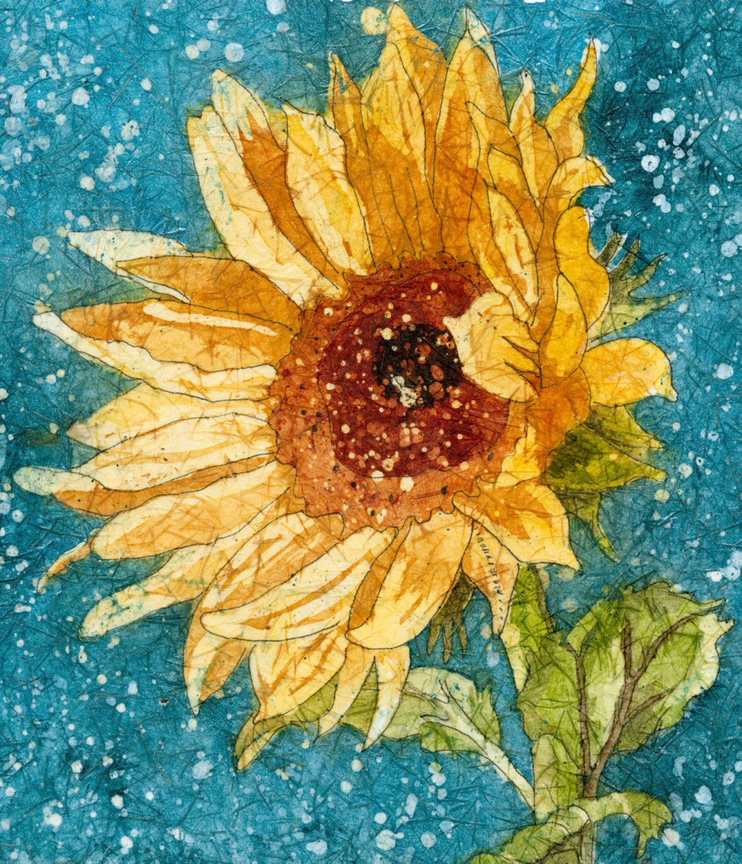Sunflower-watercolor Batik Painting, Carole's Studio Prints,sunflower ...