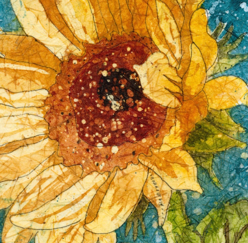 Sunflower-watercolor Batik Painting Carole's Studio - Etsy