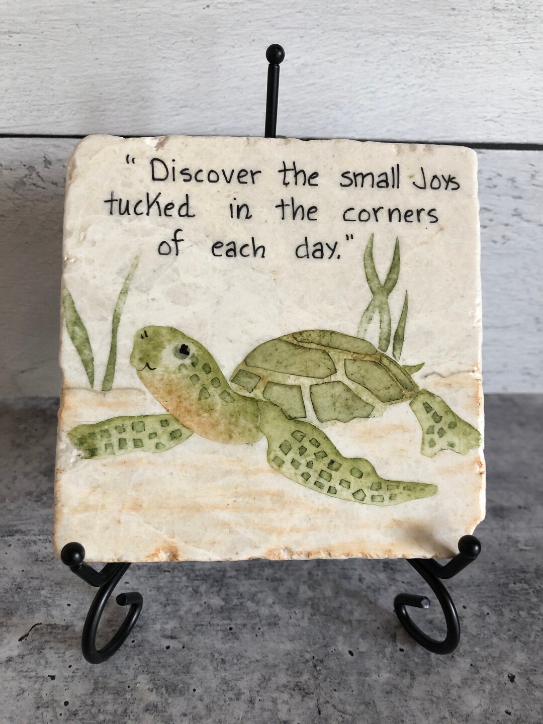 Personalized Original Hand-painted Turtle on Stone Tile, Gift for A ...