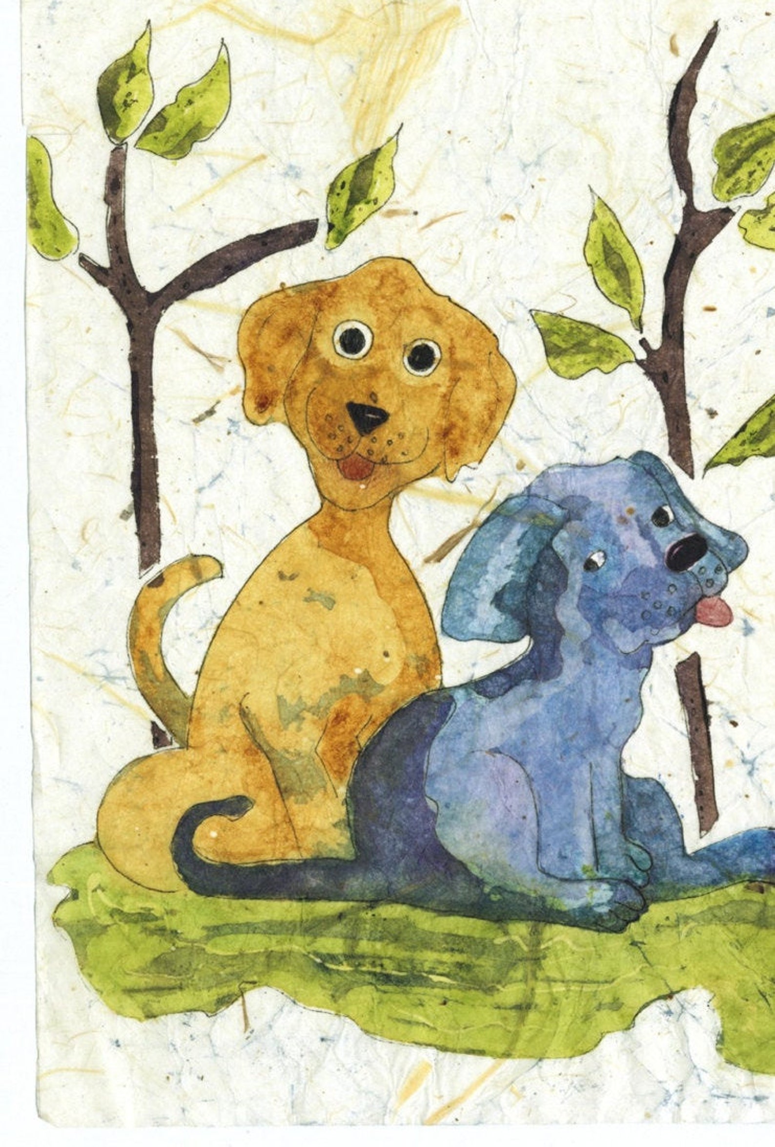 Watercolor Batik Dogs Dog Nursery Wall Art Watercolor - Etsy