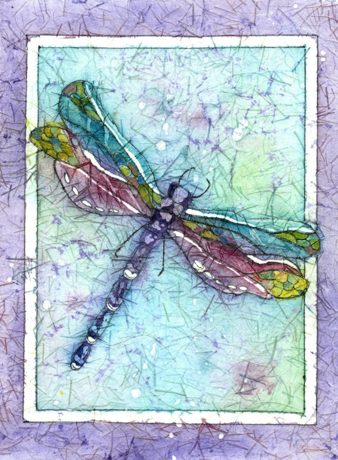 Dragonfly-watercolor Batik Painting, Dragonfly Lover's Gift,fine Art - Etsy