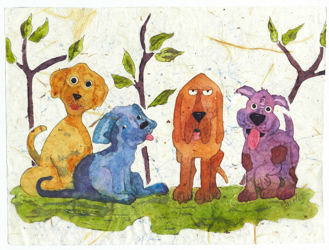 Watercolor Batik Dogs, Dog Nursery Wall Art, Watercolor Paintings ...