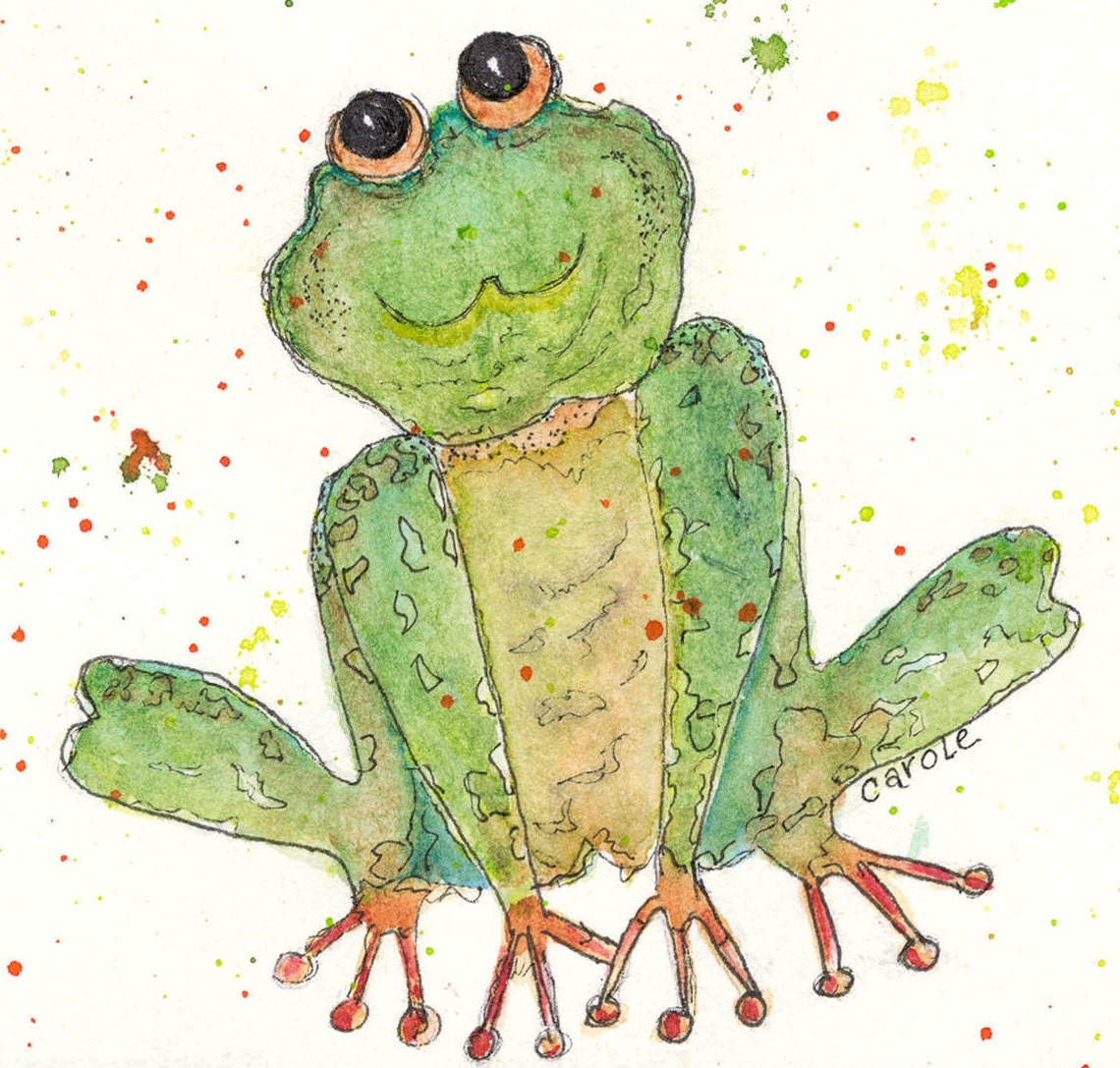 Whimsical Frog Watercolor Fine Art - Etsy