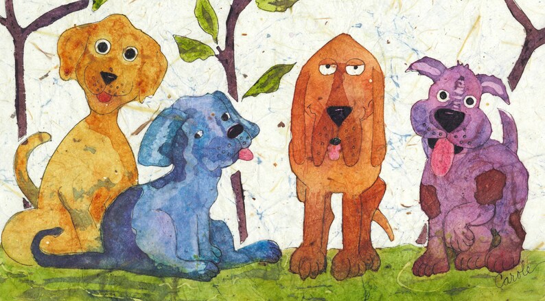 Watercolor Batik Dogs Dog Nursery Wall Art Watercolor | Etsy