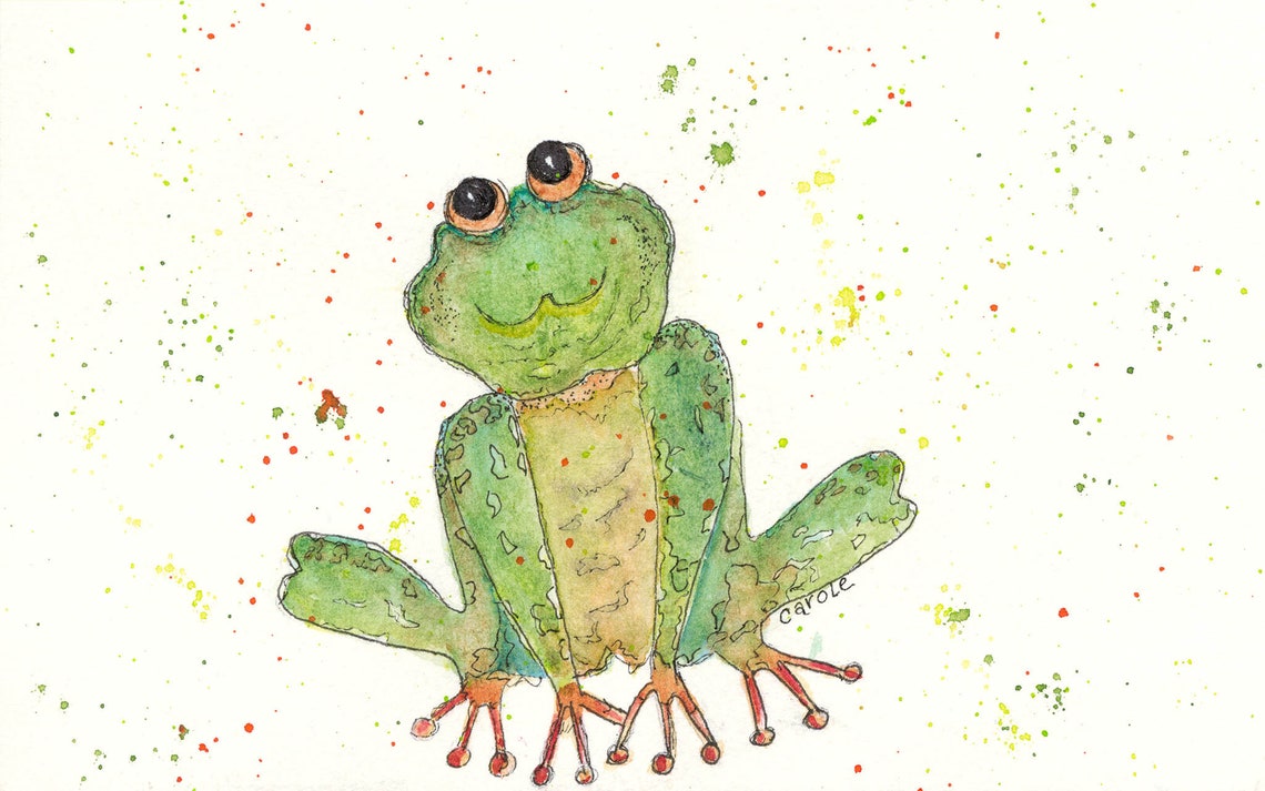 Whimsical Frog Watercolor Fine Art - Etsy