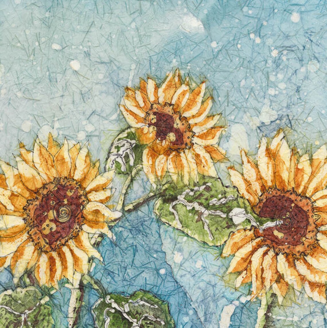 Sunflower Watercolor Batik Painting Watercolor Prints | Etsy