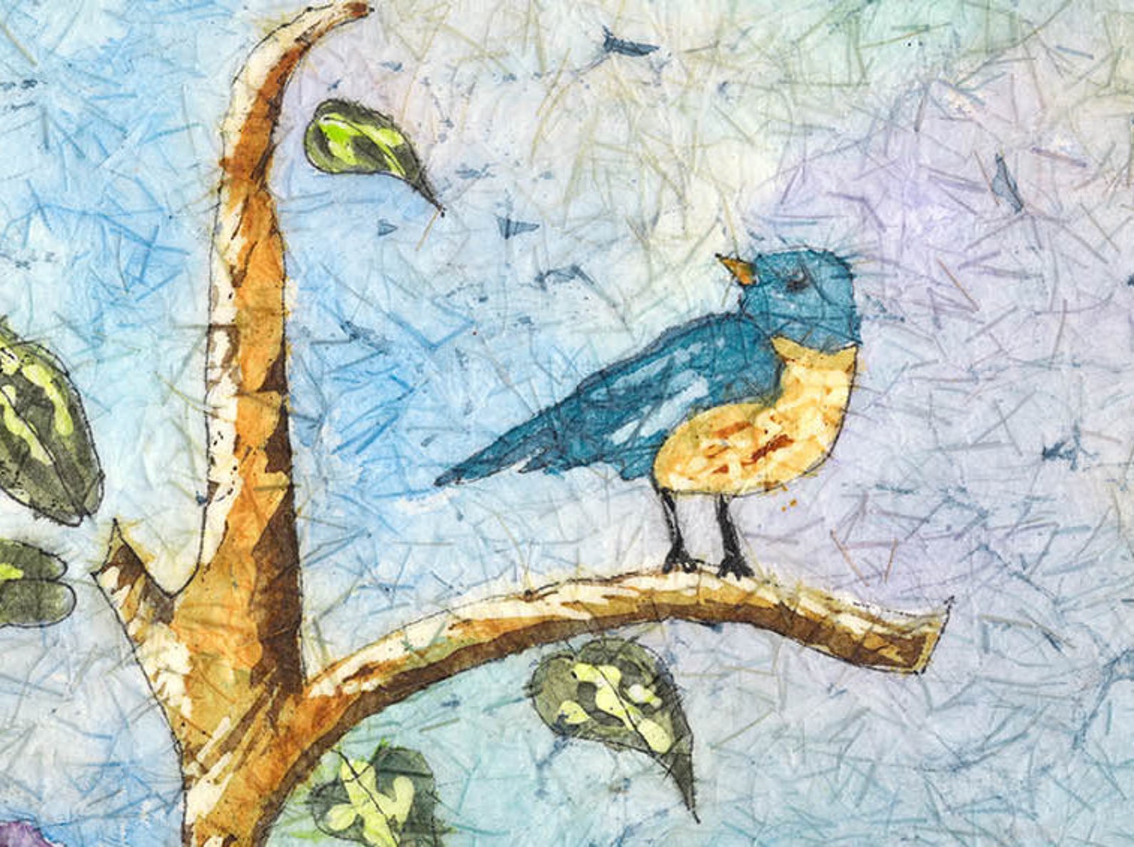 Two Dogs Watercolor Batik Fine Art Gift for Dog Lover - Etsy