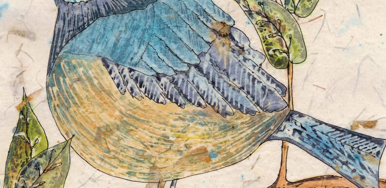 Bluebird Watercolor Paintingwatercolor Batik fine Art | Etsy
