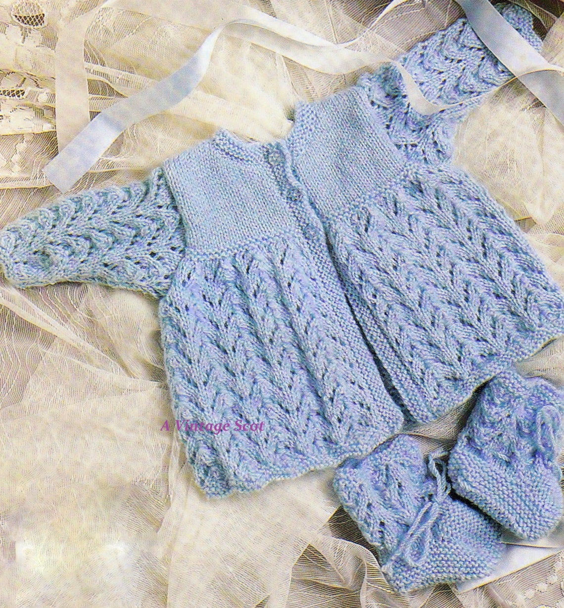 Baby Matinee Jacket and Bootees in Dk 8ply Light Worsted Yarn - Etsy