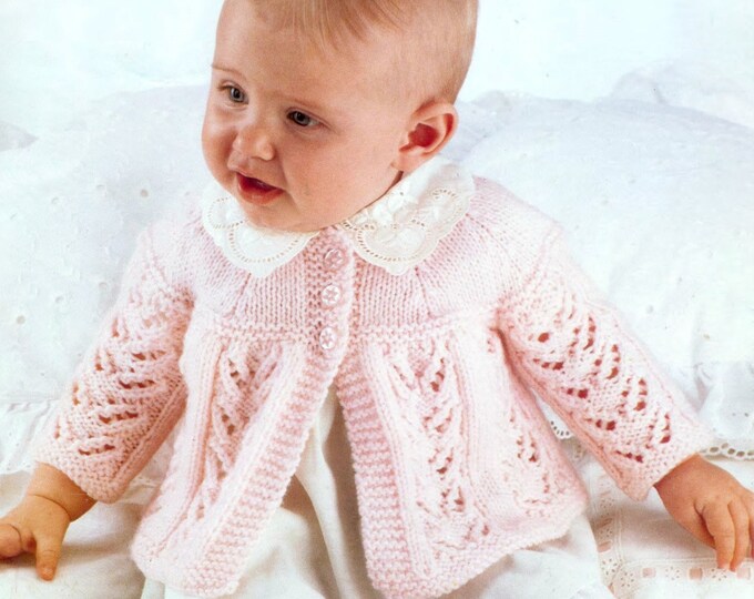 Baby DK Baby 8ply Light Worsted Matinee Jacket 17-19 Ins PDF of Vintage ...
