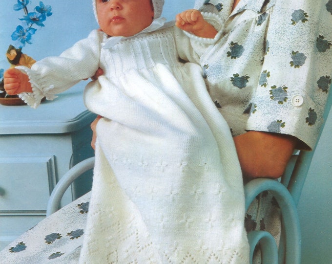 Baby Christening Dress / Gown / Robe and Bonnet in 3 Ply 0 3 Months PDF ...