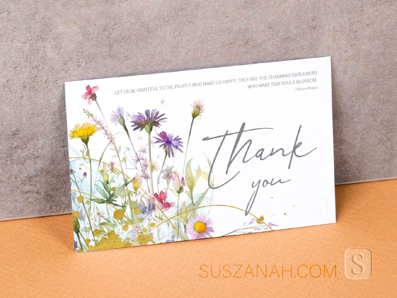 Wildflower Thank You Card Printable, Floral Thank You Card, Digital ...