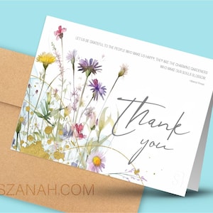 Wildflower Thank You Card Printable, Floral Thank You Card, Digital ...