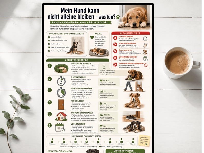 Dog Alone Poster A3 | Training Plan & Planner for Separation Anxiety ...