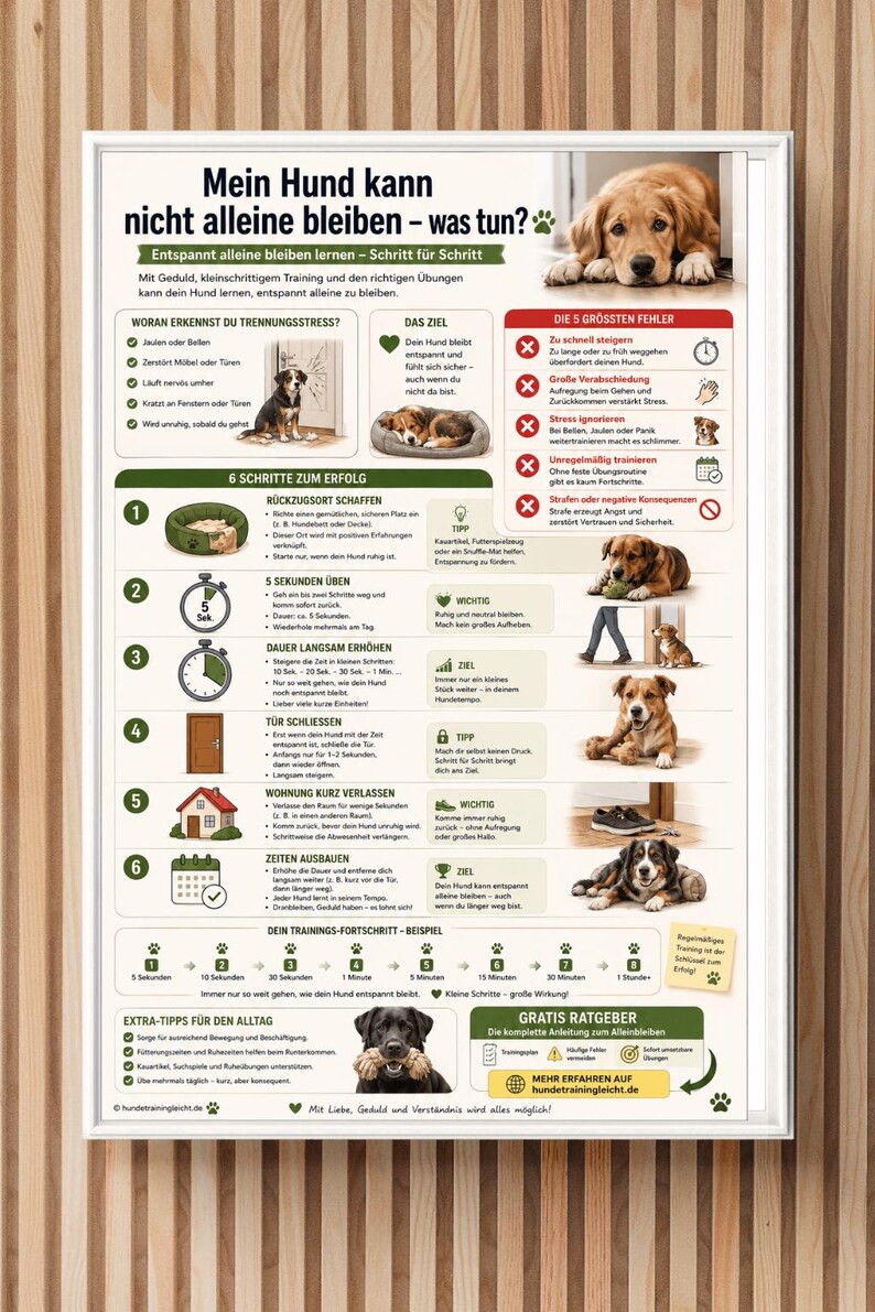 Dog Alone Poster A3 | Training Plan & Planner for Separation Anxiety ...