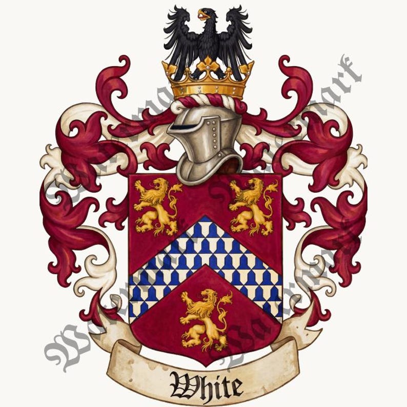 White (english) Family Crest Coat of Arms | Medieval Heraldry Art ...