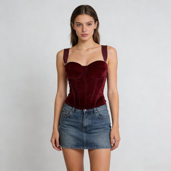 Burgundy Corset Tops - Etsy