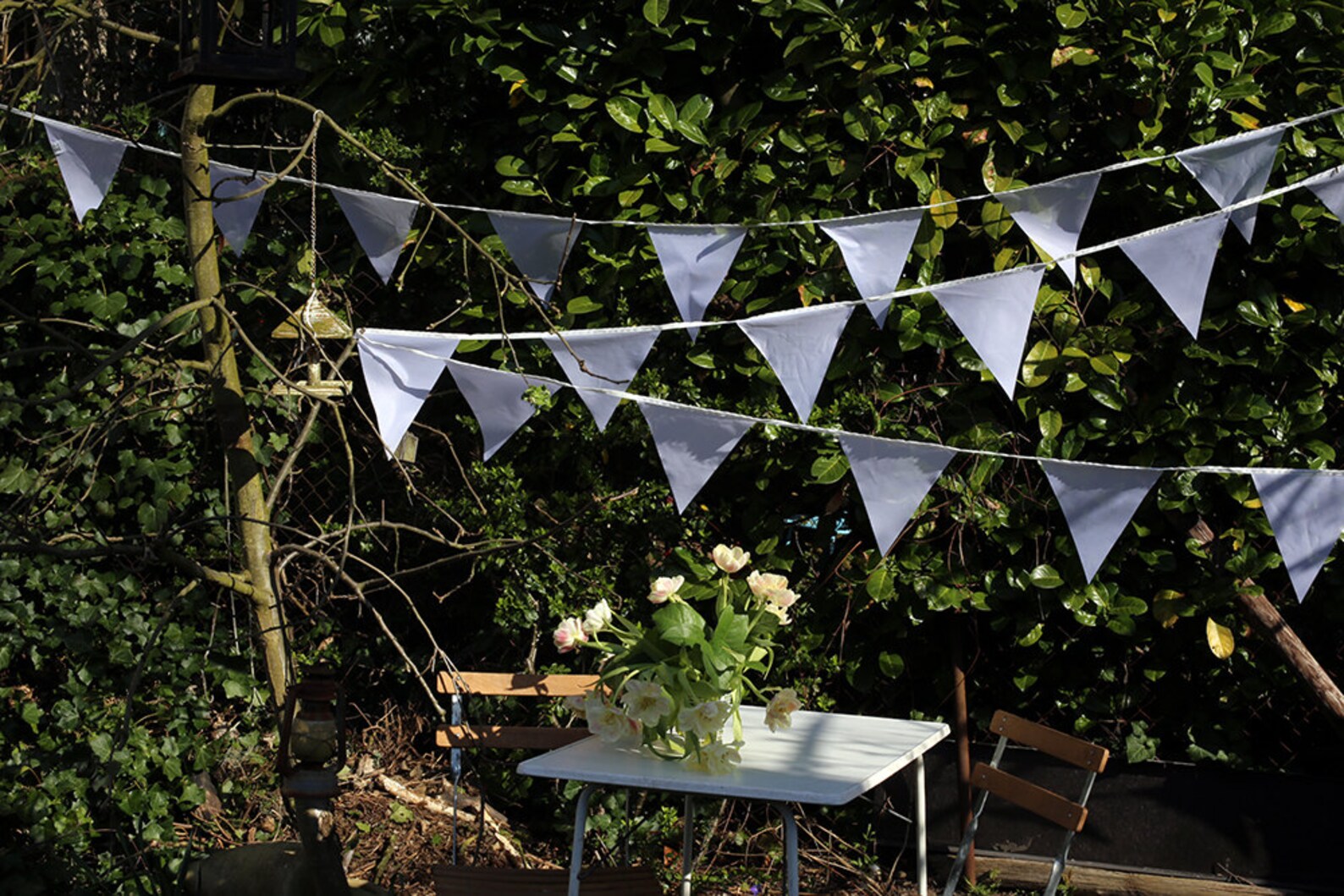 White Bunting Flags - Outdoor Bunting Waterproof Fabric Banner, Pennant ...