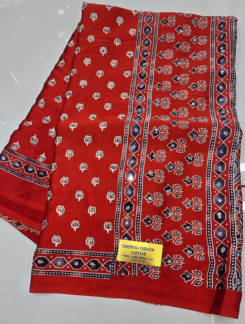 Crape Silk Lotus Design With Mirror Work Saree Collection - Etsy