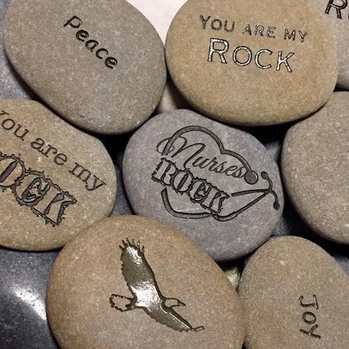 Custom Engraved Word Stone Personalized Grey Stone - Etsy