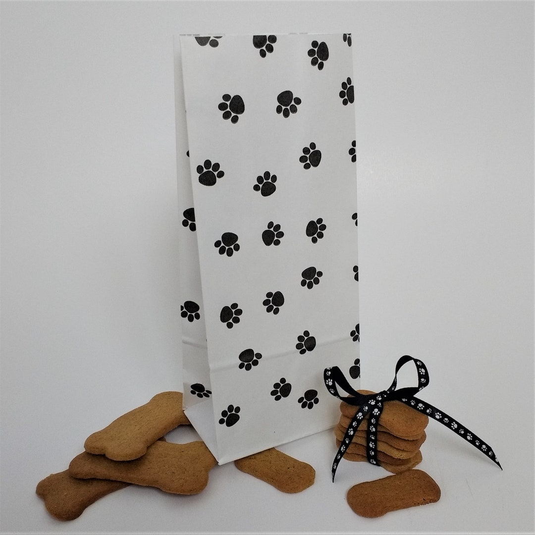 Paw Print Kraft Paper Bag Gusseted Pet Dog Cat Treat Bags - Etsy