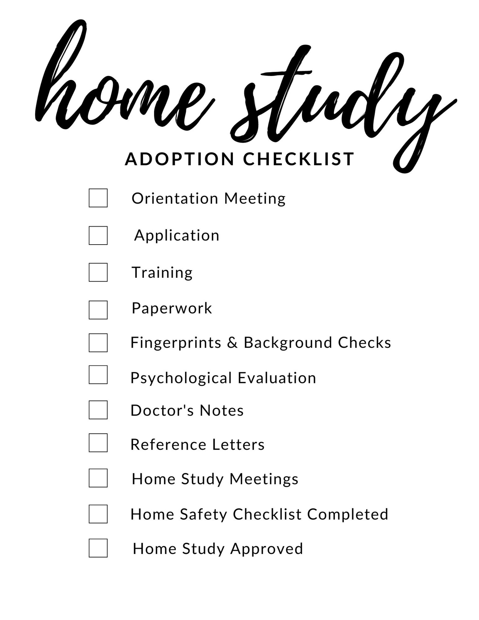Home Study Adoption Checklist digital Download - Etsy Home Study Adoption Checklist digital Download - Etsy