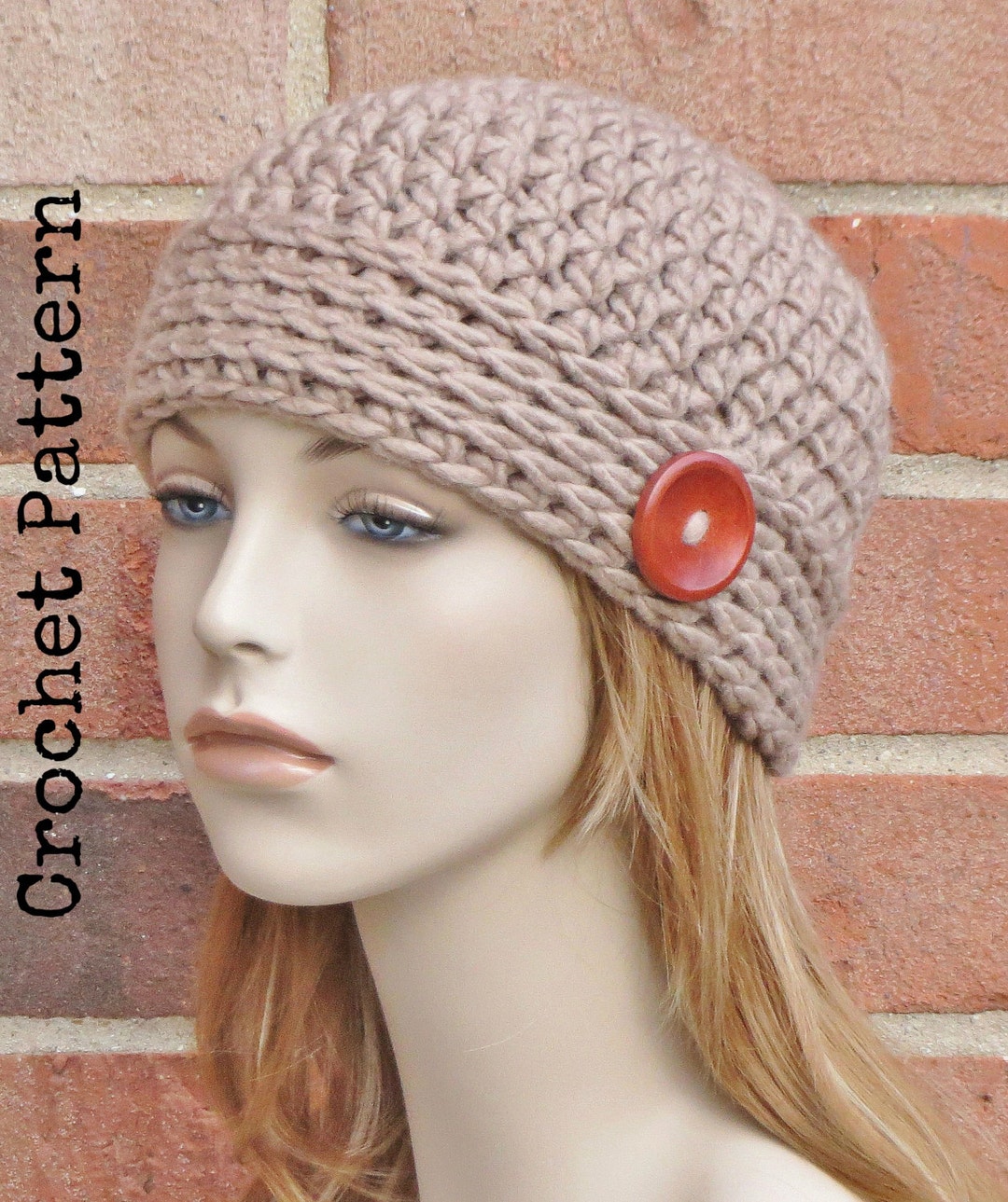 CROCHET HAT PATTERN Instant Download Pdf - Noor Button Beanie Hat ...