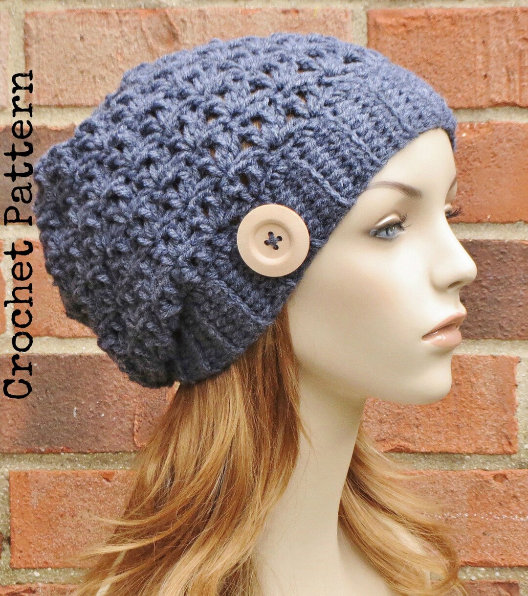 CROCHET HAT PATTERN Instant Pdf Download - Sage Slouchy Beanie Button ...