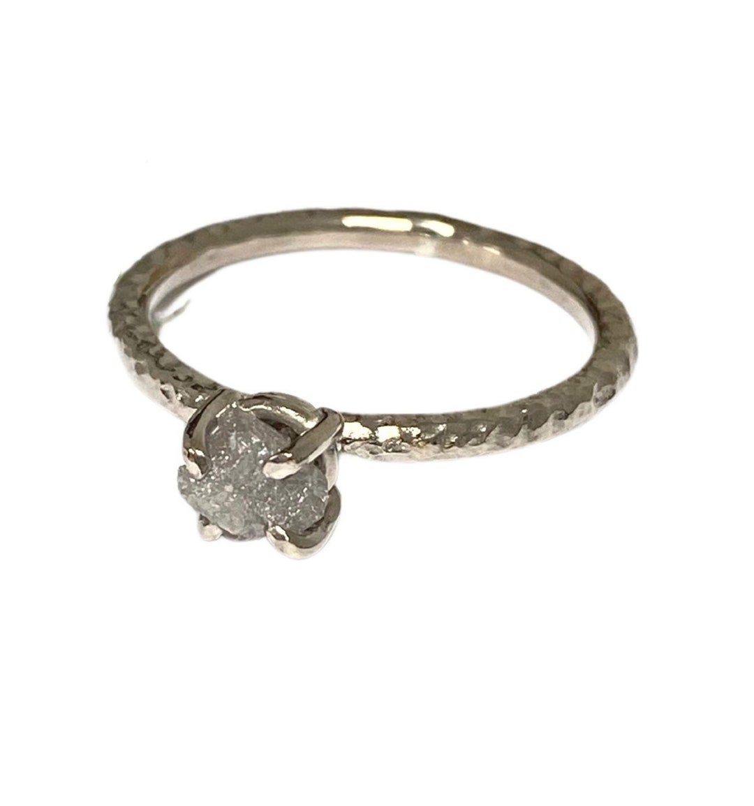 Raw Grey Diamond Engagement Ring: Handmade - Etsy