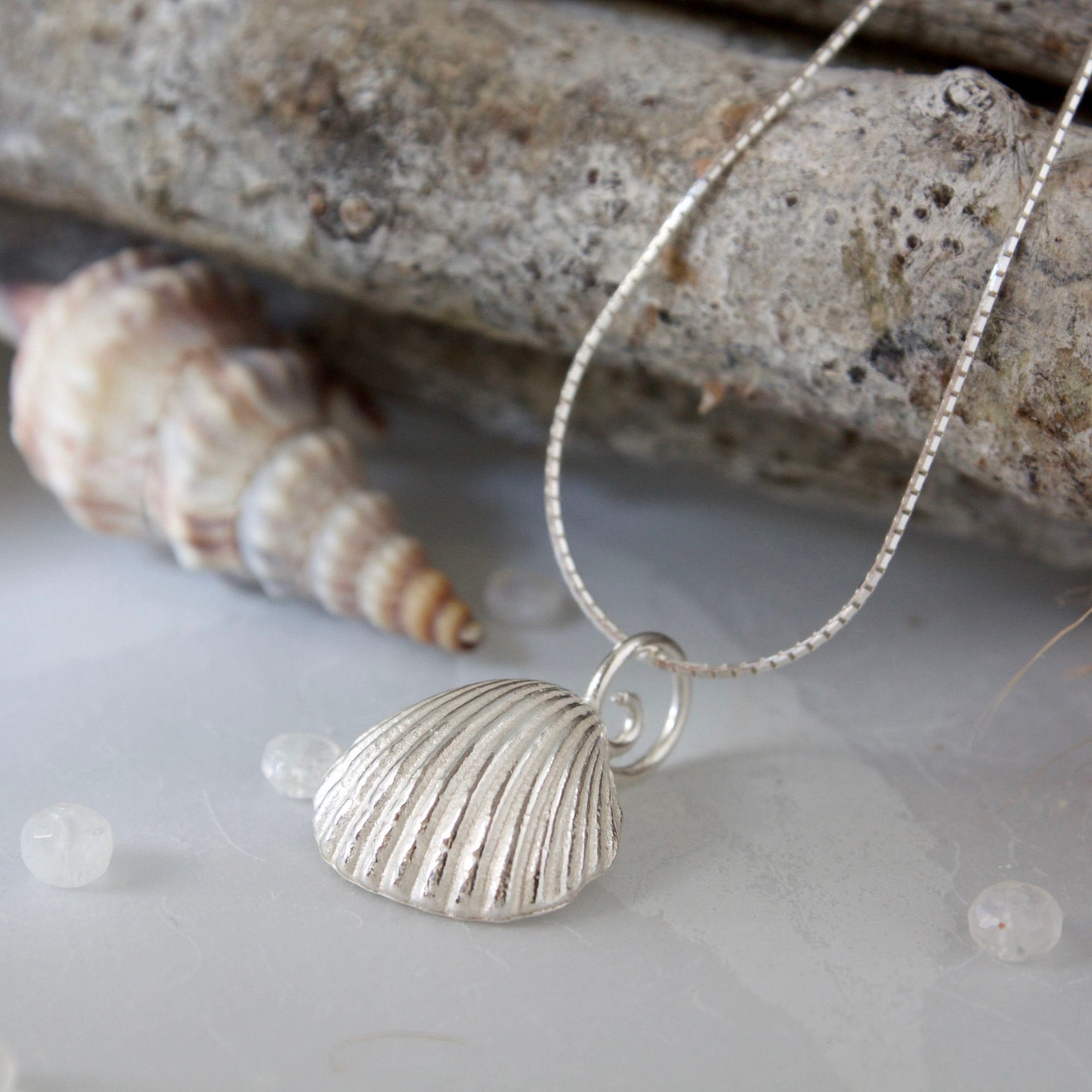 Sterling Silver Clam Shell Necklace_Layer Necklace_Shell | Etsy