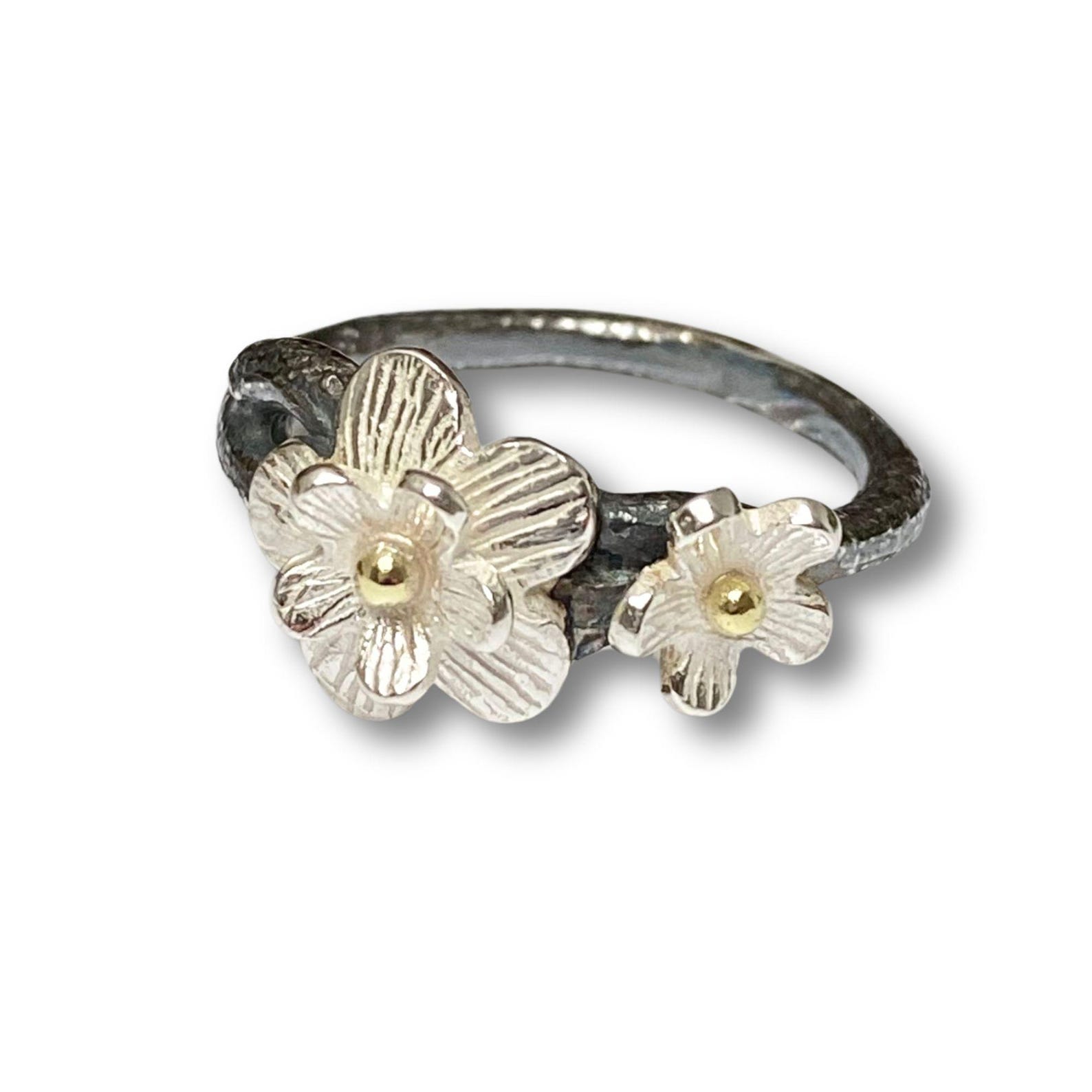 Cherry Blossom Ring. Mixed Metal Silver and Gold. Nature Jewellery - Etsy
