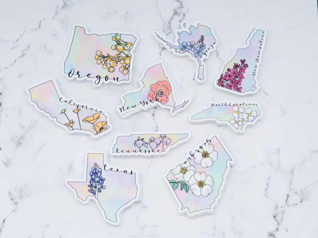 State Flower Stickers - Etsy