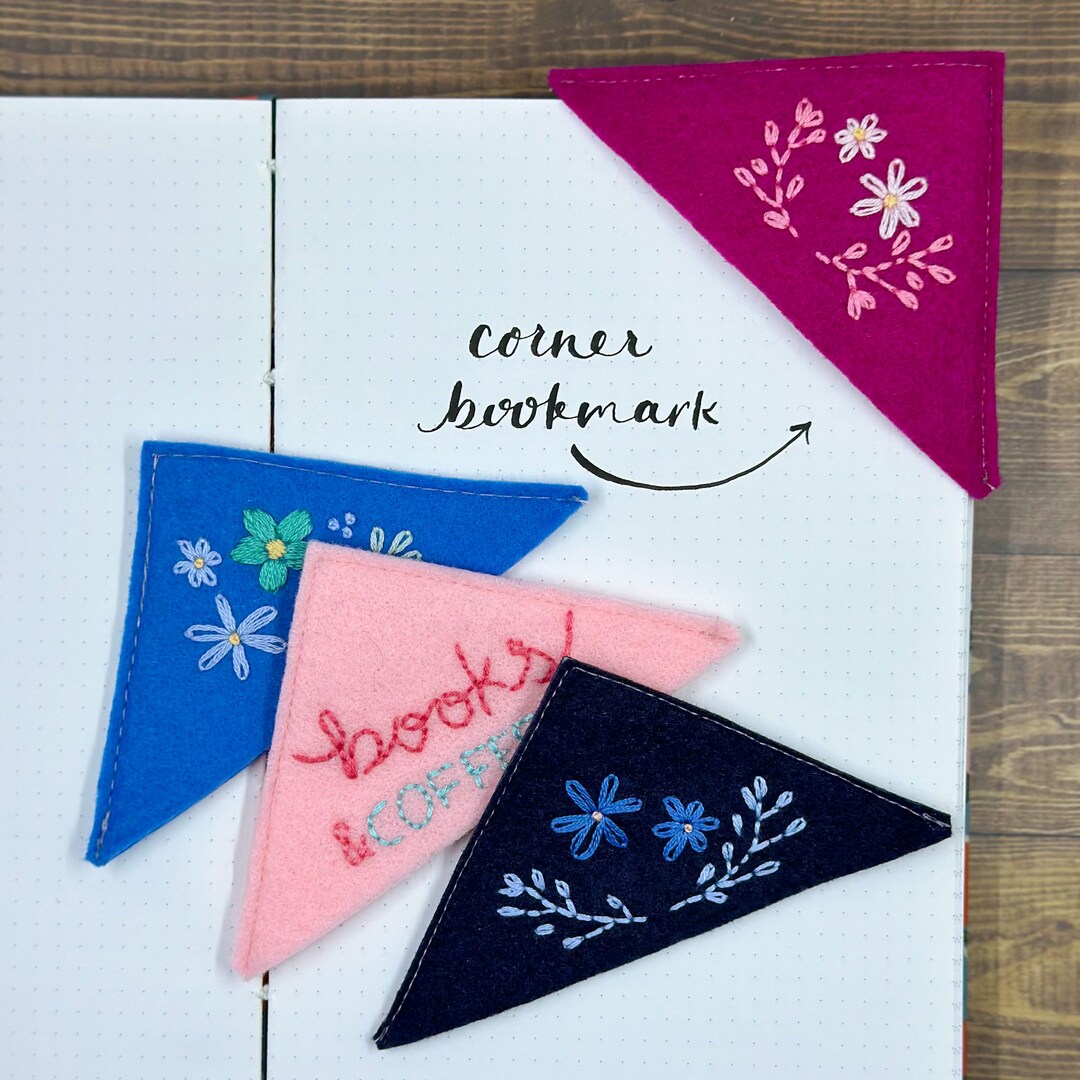 Hand Embroidered Corner Bookmarks / Felt Bookmarks / Page - Etsy