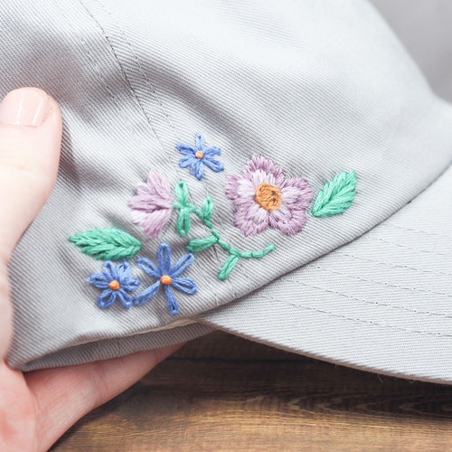 Hand Embroidered Floral Hat Floral Embroidery Flower Hat - Etsy