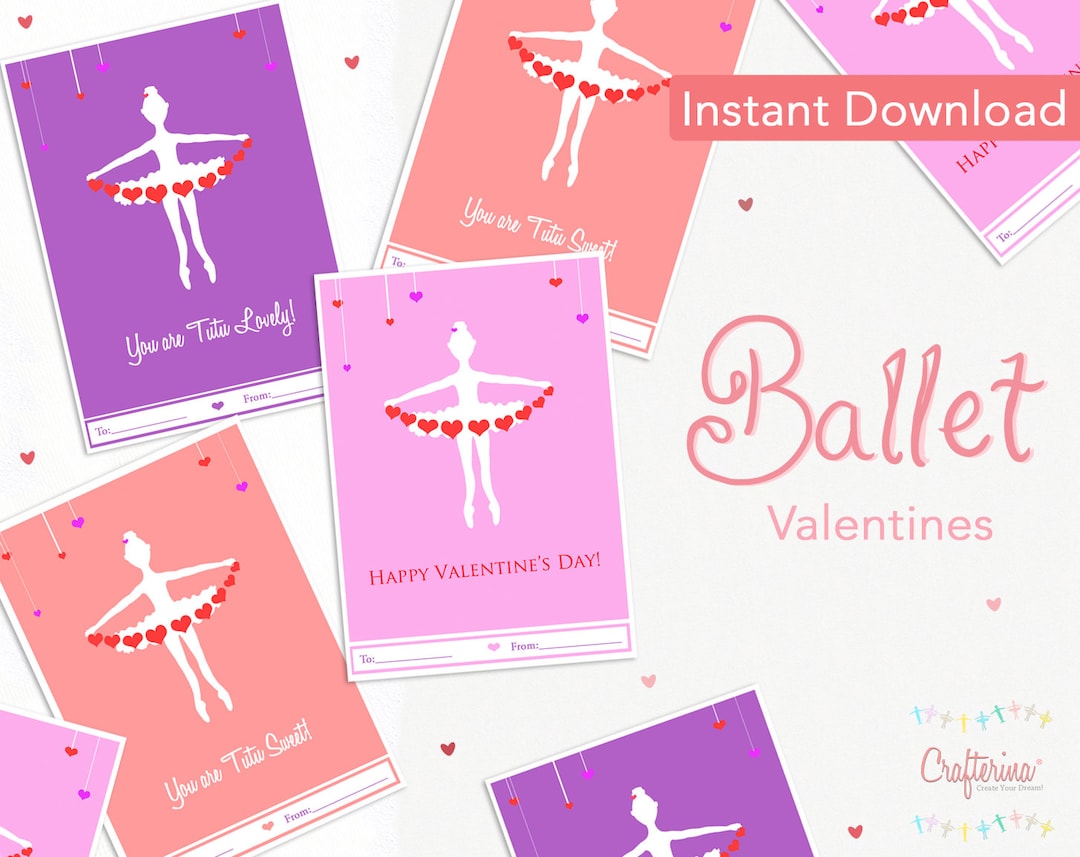 Ballet Printable Valentines PDF - Pointe Shoes - Ballet - Dance ...