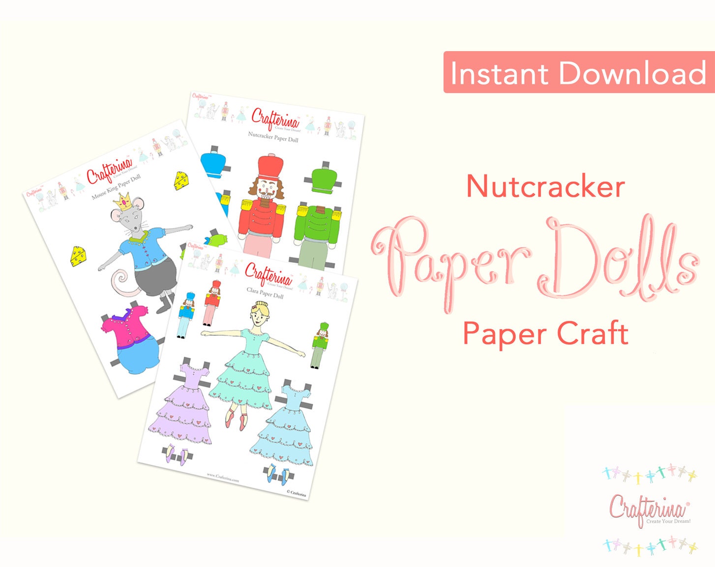 Nutcracker Paper Doll Set With Printable Costumes - Clara - Mouse King ...