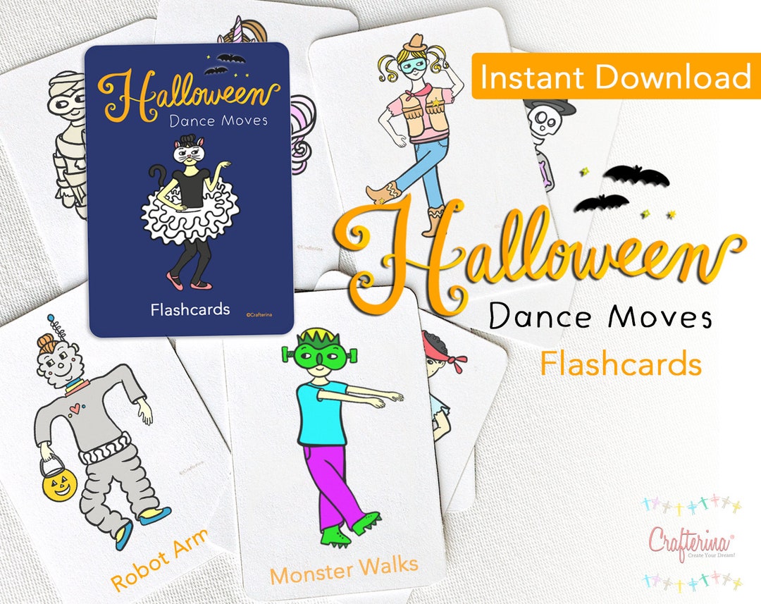 PDF Printable Halloween Dance Moves Flashcards - DIY Craft Kit - Party ...