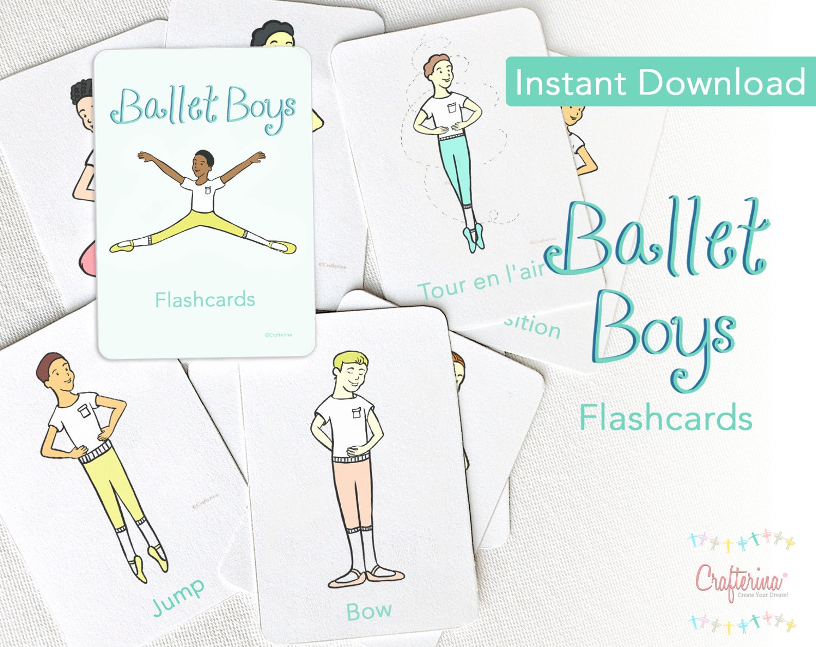 PDF Printable Ballet Boy Flashcards - DIY Craft Kit - Party Favor ...