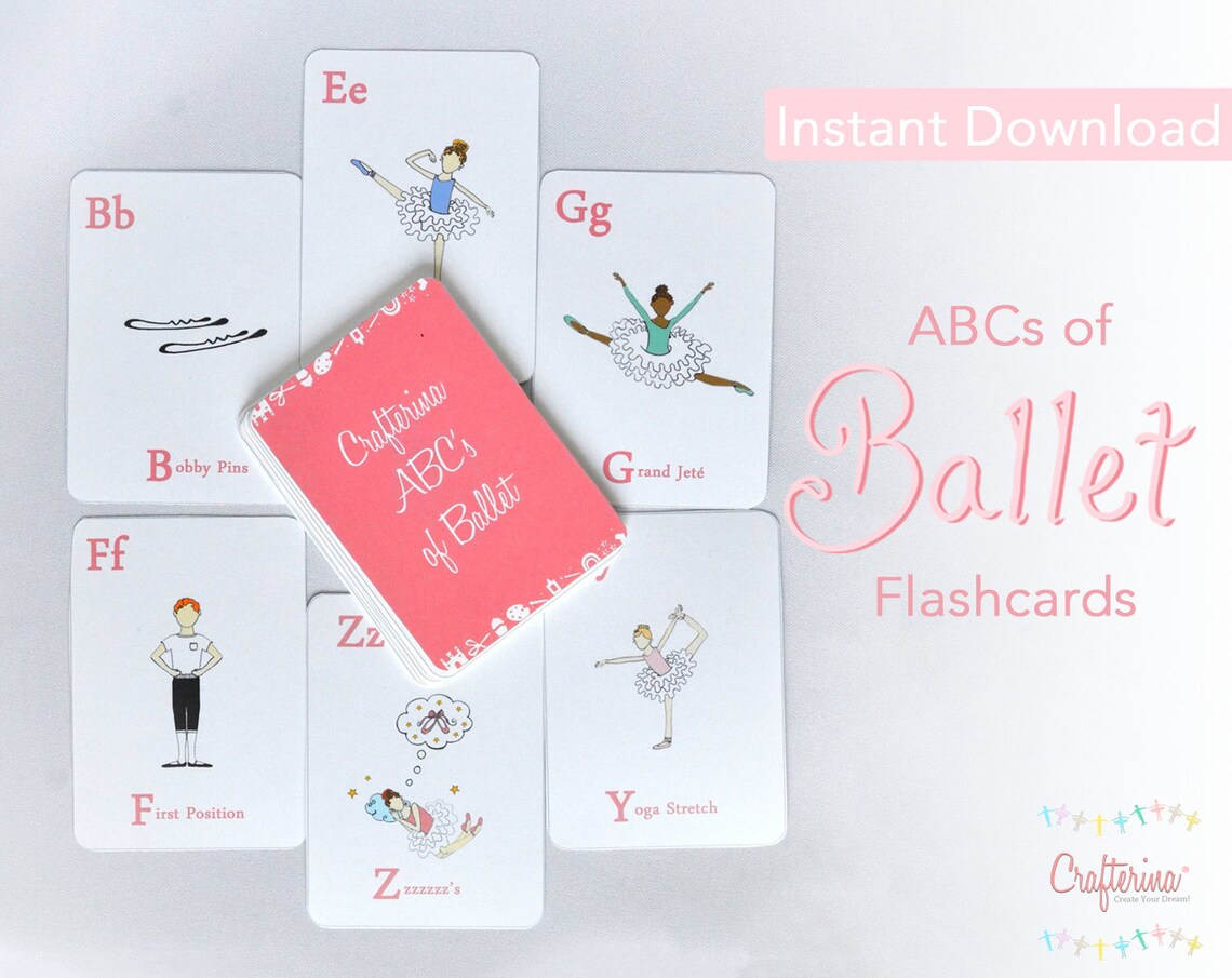 PDF Printable Abcs of Ballet Flashcards - DIY Craft Kit - Party Favor ...