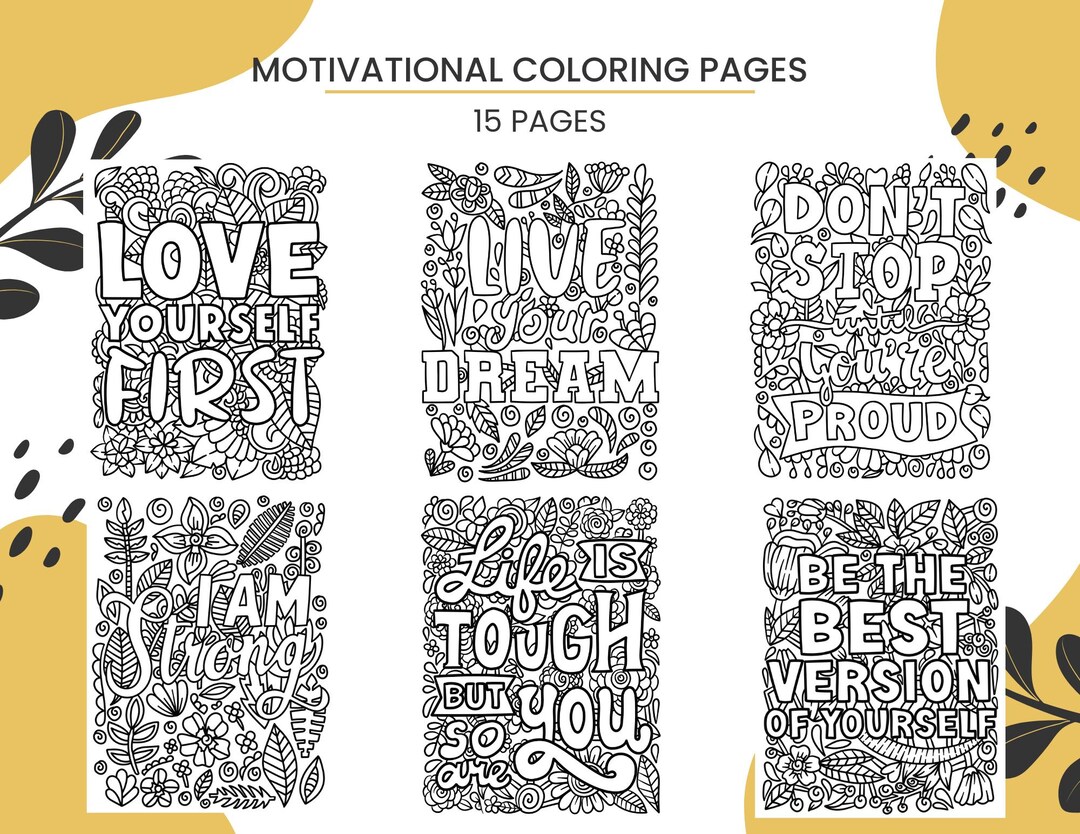 Motivational Coloring Pages | Digital Download - Etsy