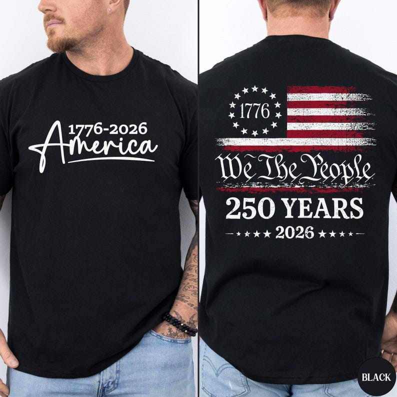 America 1776-2026 250th Anniversary Front and Back Graphic Design ...