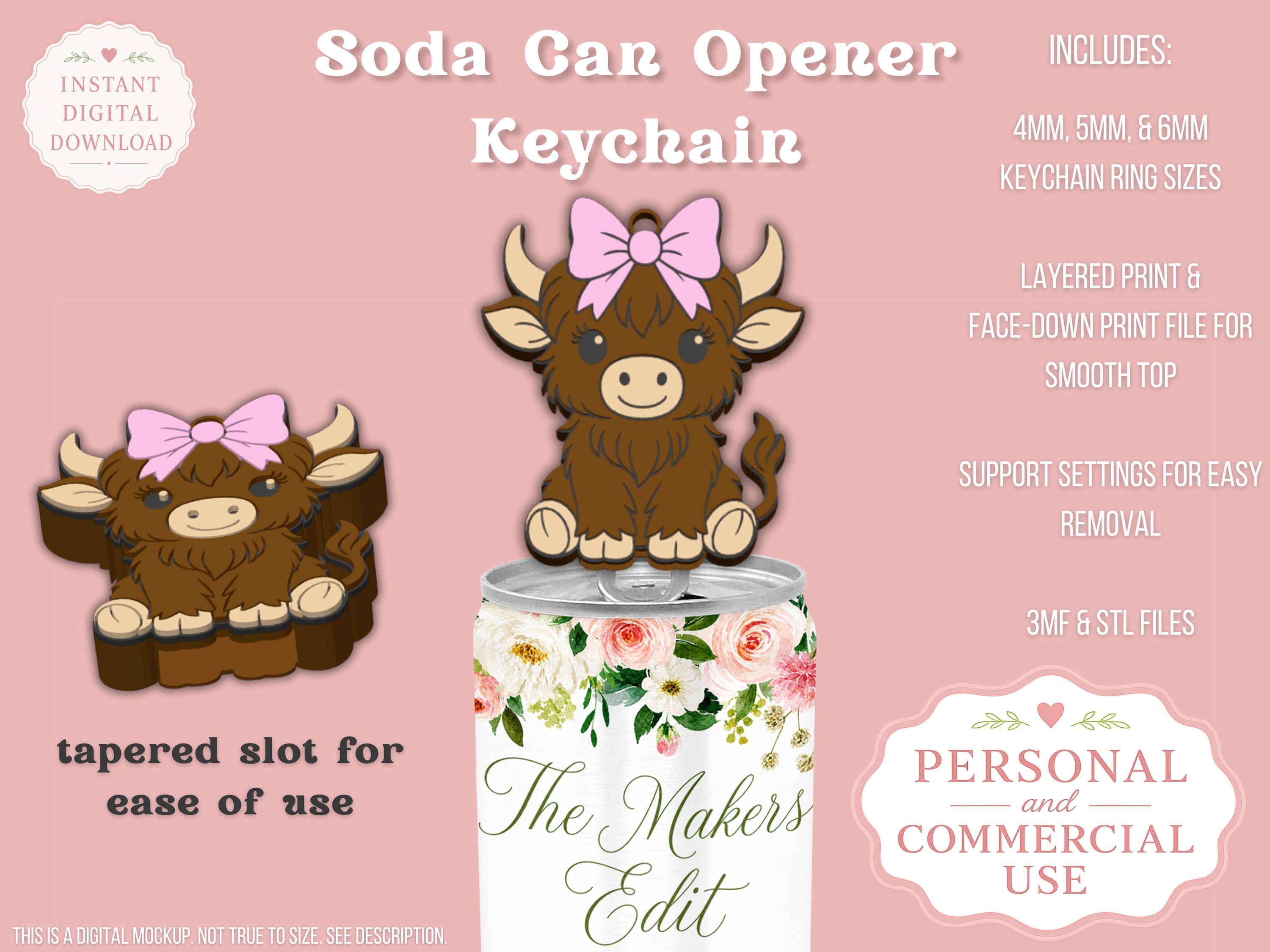 Soda Can Tab Opener 3D Printer File | Highland Cow Coquette Bow STL 3MF ...