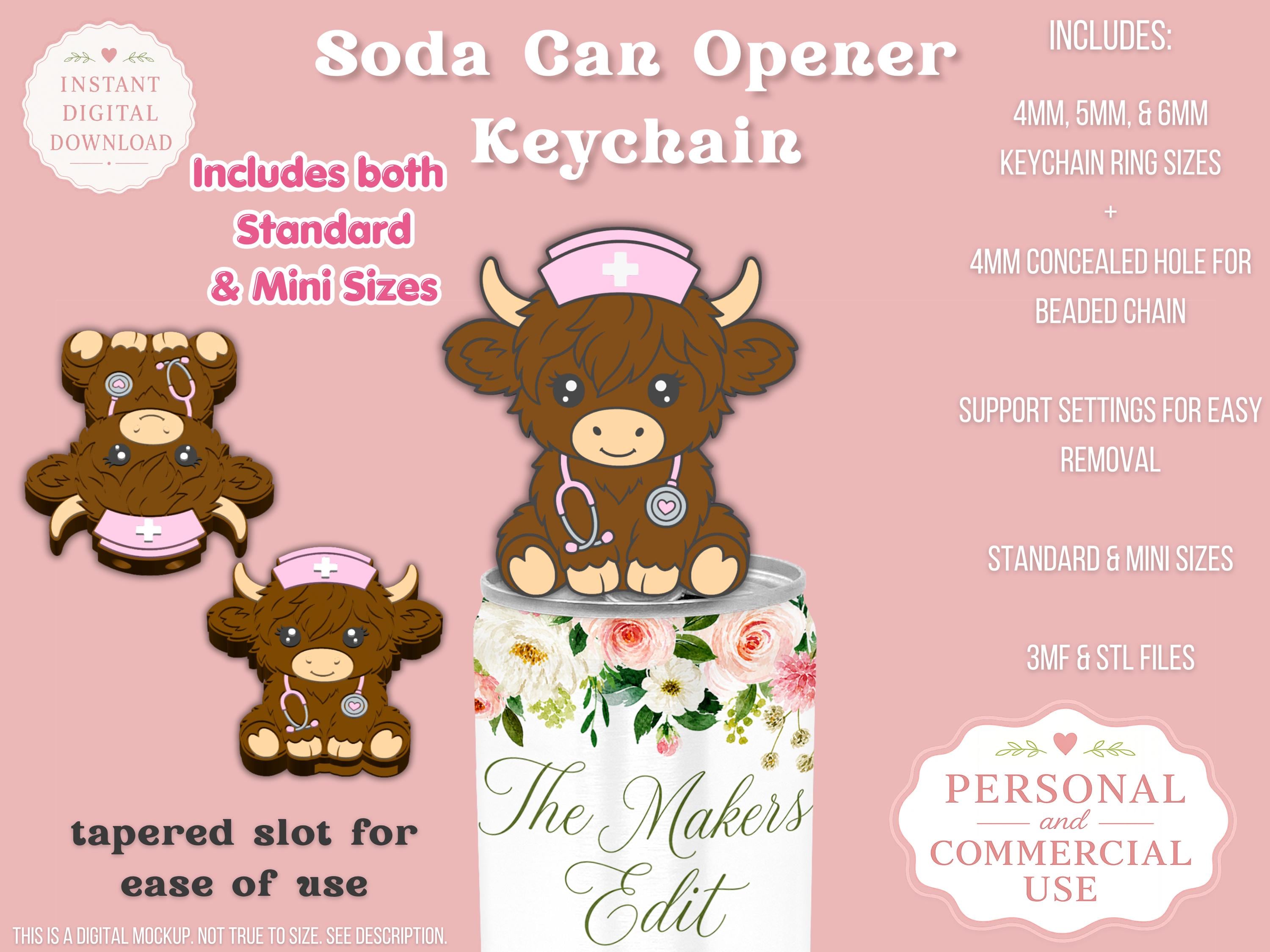 Soda Can Tab Opener 3D Printer File | Nurse Highland Cow STL 3MF - Etsy