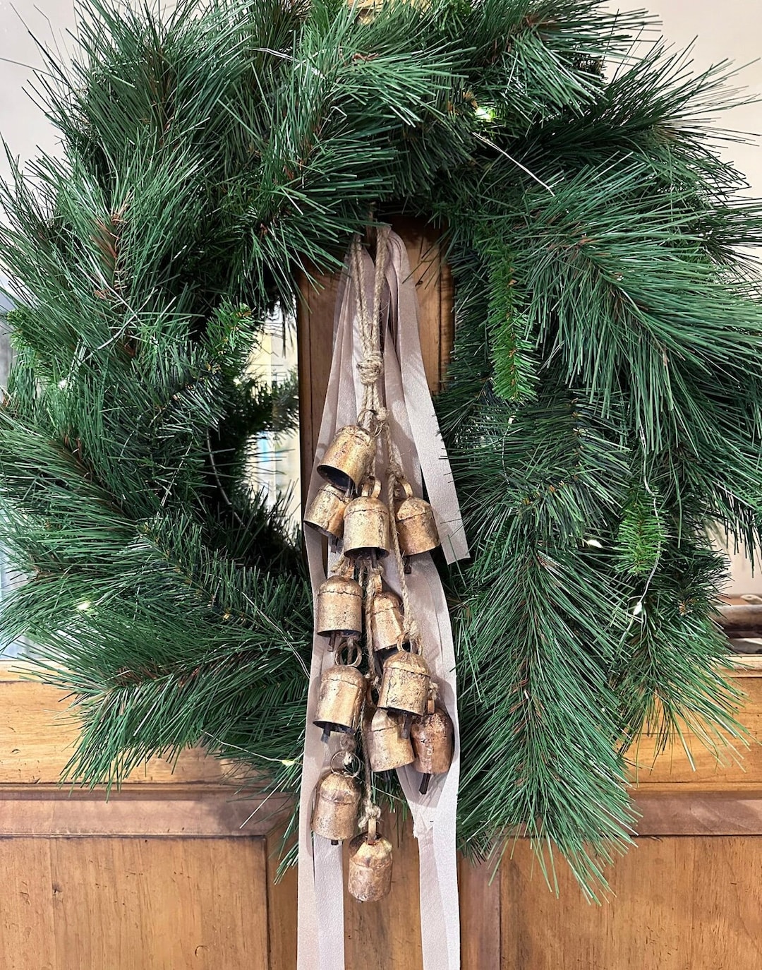 Trident Bells - Bell Hanging With 12 Rustic Gold Bells on Rope - Wind ...