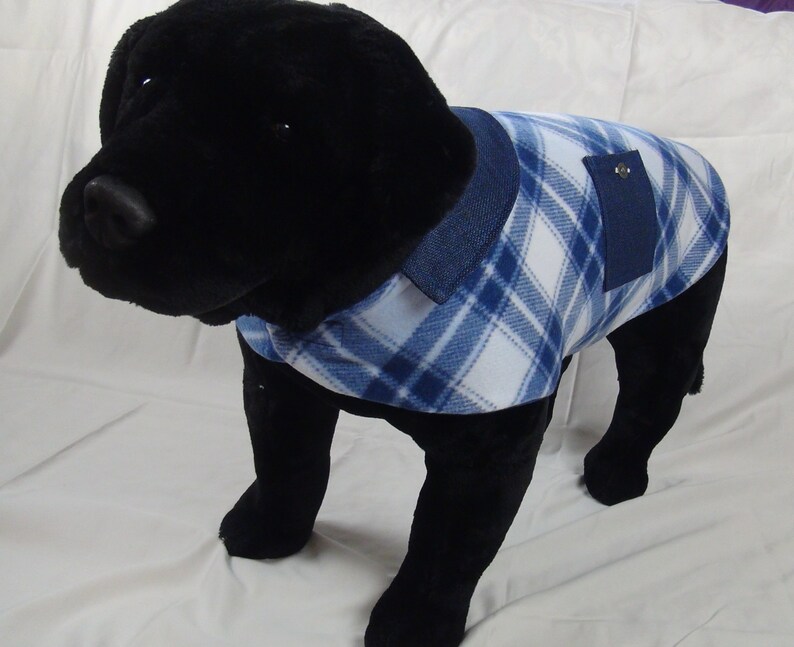 Dog Coat-blue Plaid-gentleman Swag-w/ Blue Collar and Pocket for Waste ...