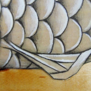 Scaled Fish - Original Artwork on Wood - Mixed Media - Neutral Decor ...